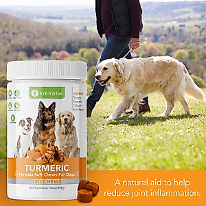 Turmeric for Dogs - Organic Turmeric with Curcumin, Hip and Joint Supplement Dogs Soft Chew, with Collagen and Bioprene, High Absorption Eliminates Joint Pain Inflammation - 120 Count