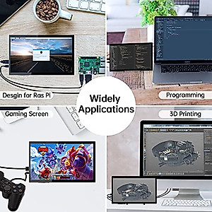 HAMTYSAN Raspberry Pi Screen, 10.1 Inch Touchscreen Monitor 1024x600 Small HDMI Monitor w/Stand, IPS LDC Screen Display for Raspberry Pi 400/4/3/2/Zero/B/B+ Jetson Nano Win11/10/8/7