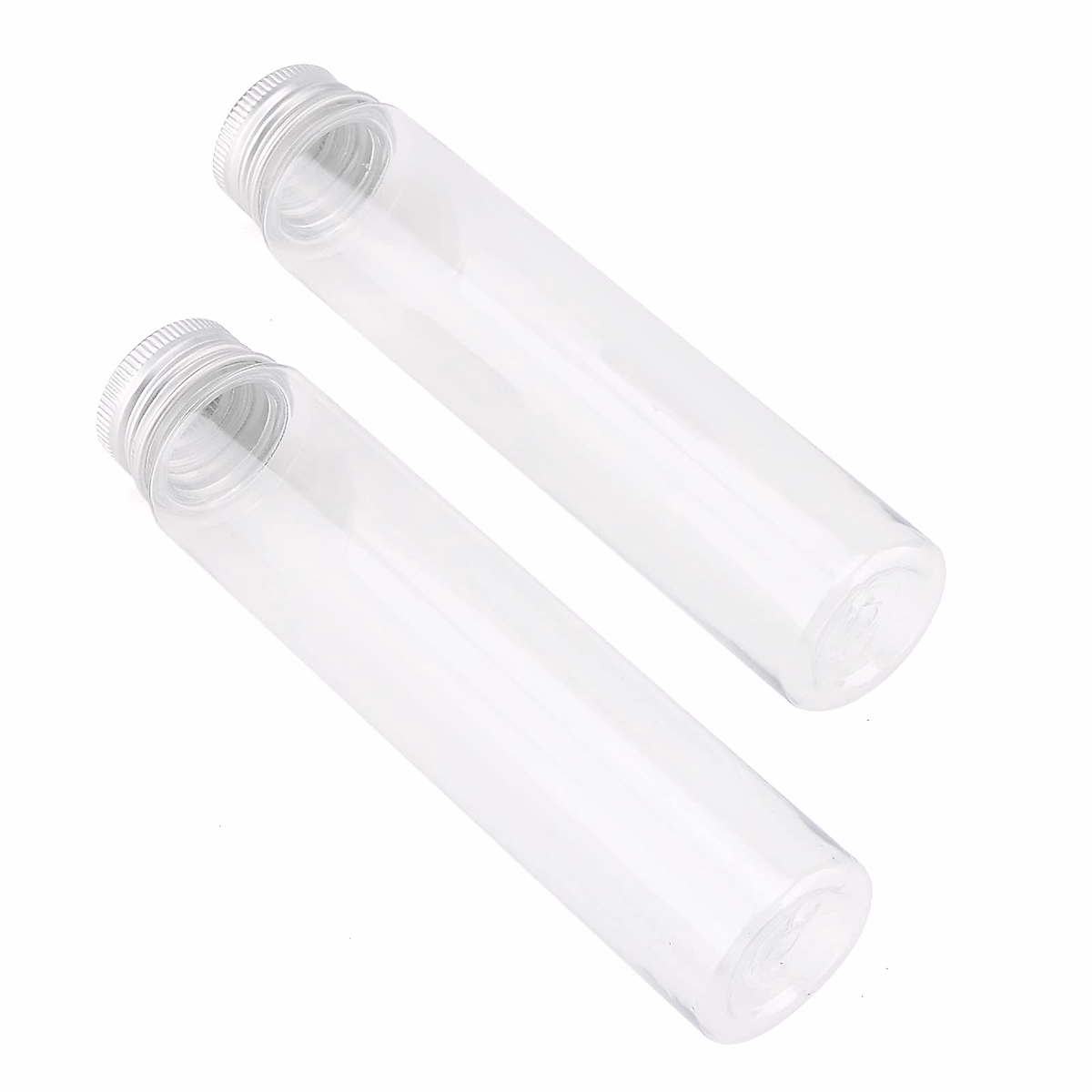 LEXININ 60 PCS 110ml Clear Plastic Test Tubes with Lid, Plastic Test Tubes with Screw Caps, Flat Bottomed Test Tubes