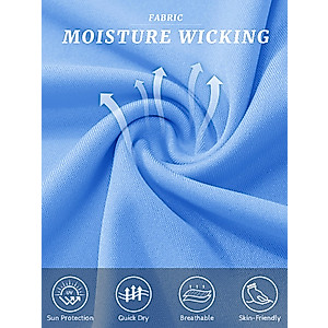 T-Shirts for Men Quick Dry Top Tee Rash Guards Running Shirt Dry Fit Lightweight Sun Shirts Gym Active T-Shirt Sky Blue