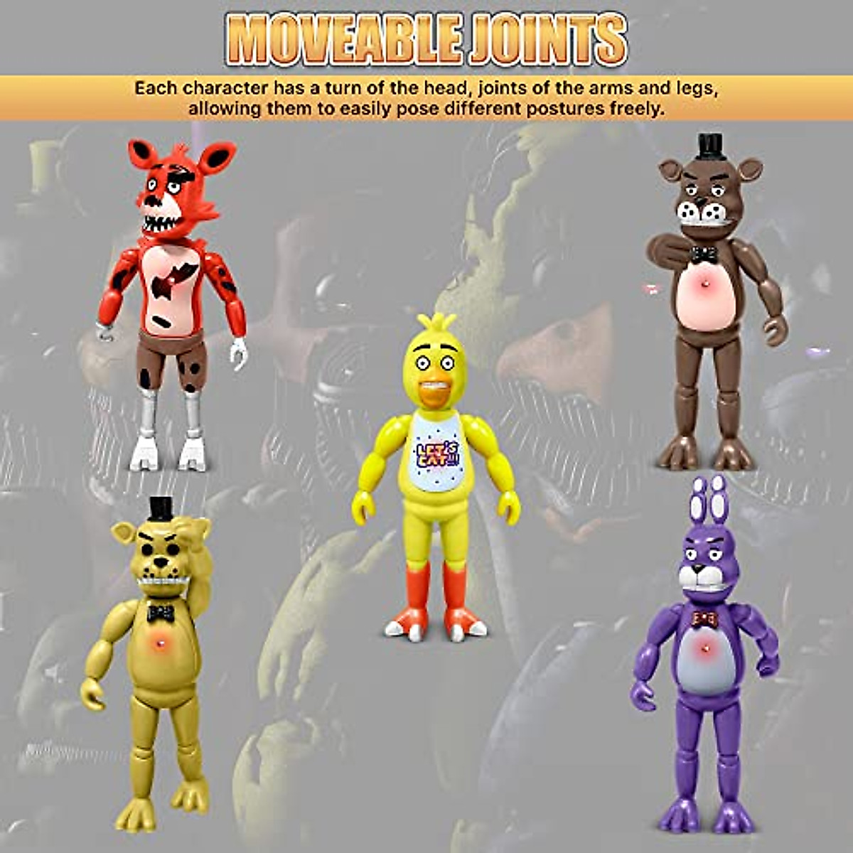 Minaso Action Figures Set, 5 Pcs Action Figures Toys, 5.5 Inches Movable Joints Collectible Toys Set with Light for Toys Dolls Gifts Cake Toppers