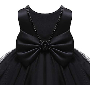 Baby Flower Girl Party Wedding Black Dress, Sleeveless Floor Length Tutu Tulle Dance Gown Infant 0-3 Months