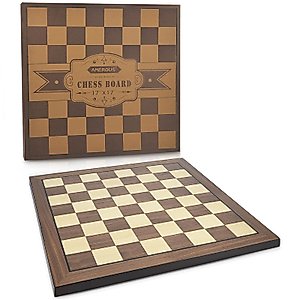 AMEROUS 17 Inches Wooden Chess Board Only, Professional Tournament Chess Board Large with Gift Package - Chess Rules, Beginner Chess Board Game for Kids, Adults