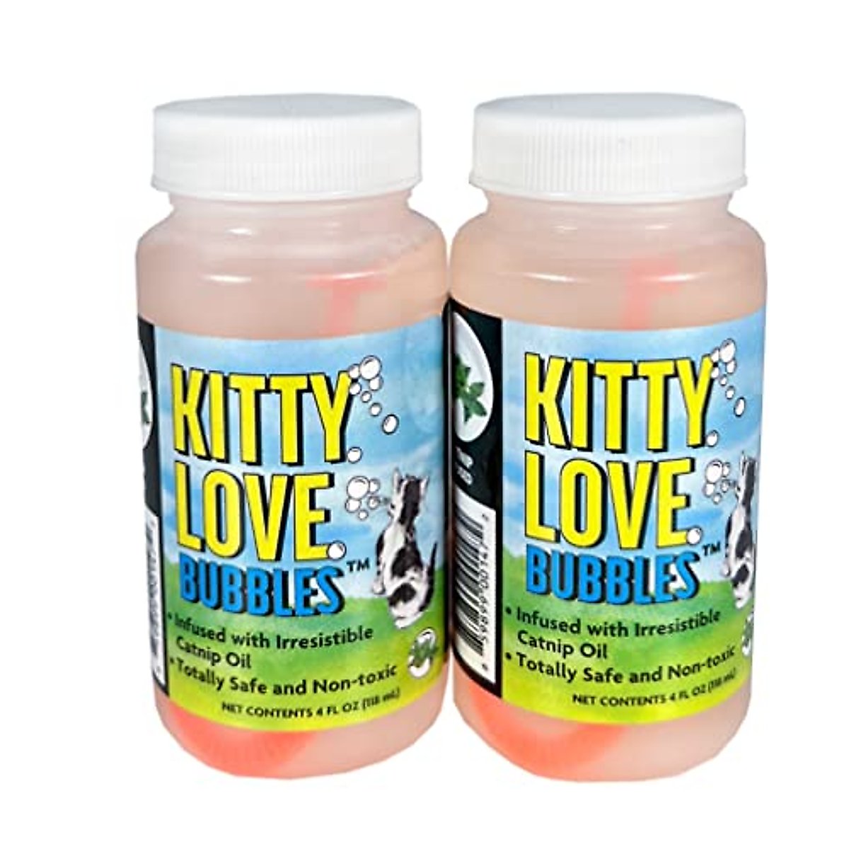 Kitty Love Bubbles: 2 Pack 4oz Bottles of Catnip Scent Bubbles for Cats, Non-Toxic and Allergen-Free, Bring Out Your Cat's Inner Hunter with Hours of Fun and Exercise