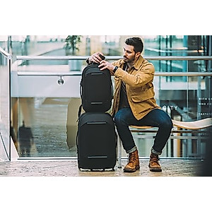 NOMATIC Navigator Carry-On 37L w/ 8L Built-In Expansion - Anti-Theft Carry-On for Airplane Travel - Premium Hardshell Roller Luggage, 17" Laptop Compartment, Black