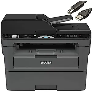 Brother MFC-L2710DW Wireless Compact Monochrome All-in-One Laser Printer, Auto 2-Sided Printing, 32ppm, 250-sheet, 2400 x 600 dpi, Works with Alexa, Black & Grey - Bundle with JAWFOAL Printer Cable.
