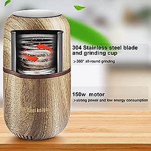COOL KNIGHT Herb Grinder Electric Spice Grinder [Large Capacity/High Rotating Speed /Electric]--Electric Grinder for Spices and Herbs (Wood grain 2)