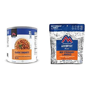 Mountain House Classic Spaghetti with Meat Sauce | Freeze Dried Survival & Emergency Food | #10 Can & Beef Stroganoff with Noodles | Freeze Dried Backpacking & Camping Food | 2 Servings