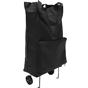 HOMSFOU Grocery Cart Bag with Wheels Reusable Portable Collapsible Trolley Bags Hand Pulling Utility Collapsible Grocery Bag with Hand Folding Shopping Cart