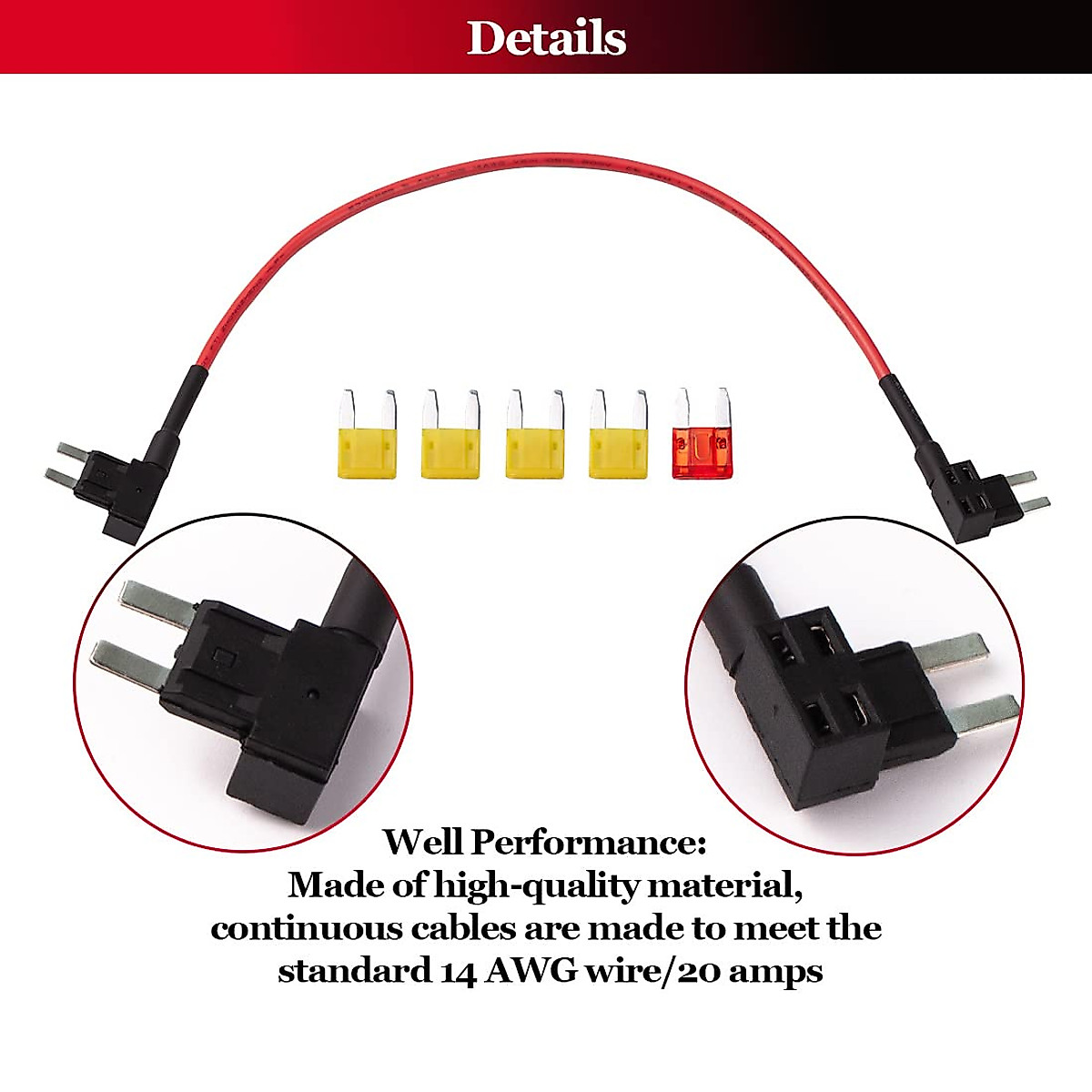 Gtpartes Red TIPM Repair Fuel Pump Relay Bypass Cable Fit for 2007-2016 Dodge Ram 1500 2500 3500 14AWG WIRE/20AMPS