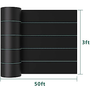 Land Guard Garden Weed Barrier Fabric - High Density Woven Landscape Fabric - Premium Heavy Duty Weed Mat Fabric - Weed Blocker Fabric - Suitable for Landscaping(3ft×50ft…
