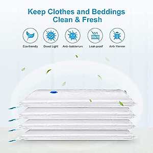 15 Packs Vacuum Storage Bags (5 Jumbo/5 Large/5 Small) - EWEIMA Space Saver Vacuum Storage Bags with Free Hand Pump, Compression Storage Bags for Clothes Comforters Blankets Beddings