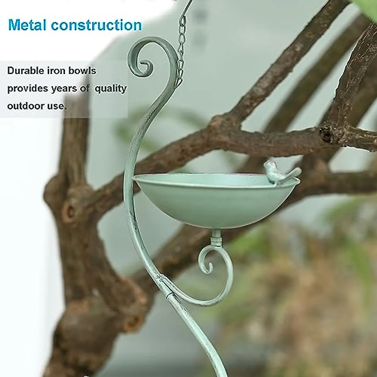 Jemeni Hanging Bird Bath, Double Bird Baths/Feeder Bowl for Outdoors Garden Decoration, S-Shape…