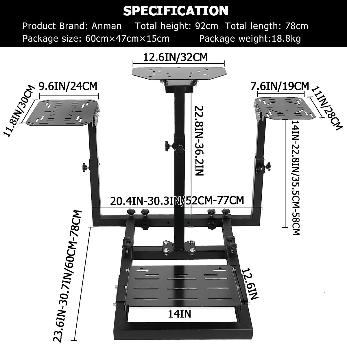 Anman G29 Racing Flight Simulator Stand with Pro 3 Gear Shifter Panels Fit for Logitech/Thrustmaster/Hotas Warthog G27 G29 G920 TX PXN,Professional Steering Wheel Stand,Not Include Wheel & Pedals