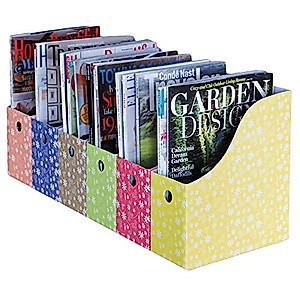 Evelots Set of 6 Magazine File Holder-Organizer-Full 4 Inch Wide-Floral-With Label