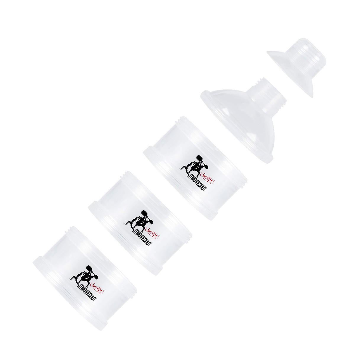 ITWORKSOUT Supplement Powder Dispenser,Protein Powder dispenser,Vitamins container,Travel friendly,Multi-Purpose,supplement Storage Container,BPA Free,3 Compartments,Transparent,funnel dispenser