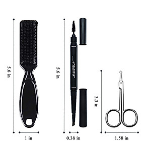 Beard Pencil Filler for Men - Water Resistance, Sweat Proof, Long Lasting & Natural Finish barber Pencil, Mustache Repair Shape, Two Pencil Replacement Tip(BLACK)