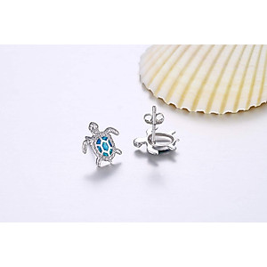 PUPILLEMON Blue Opal Sea Turtle Earrings Fine Jewelry for Women Gifts