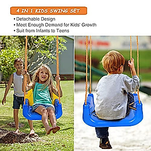 RedSwing 4-in-1 Baby Swing Seat with Tray, Toddler Swing, Anti-Flip Snug & Secure Detachable Infants to Teens Kids Swing Seat for Outside Playground, Blue