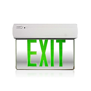 LimoLighting [4 Pack] Next Gen. LED Edge Lit Exit Sign Lighting Green Letter, Mirror Single Face, UL & ETL Listed, Hardwired Emergency Exit Lighting with Battery Back Up, 110 to 347VAC, AGG3402