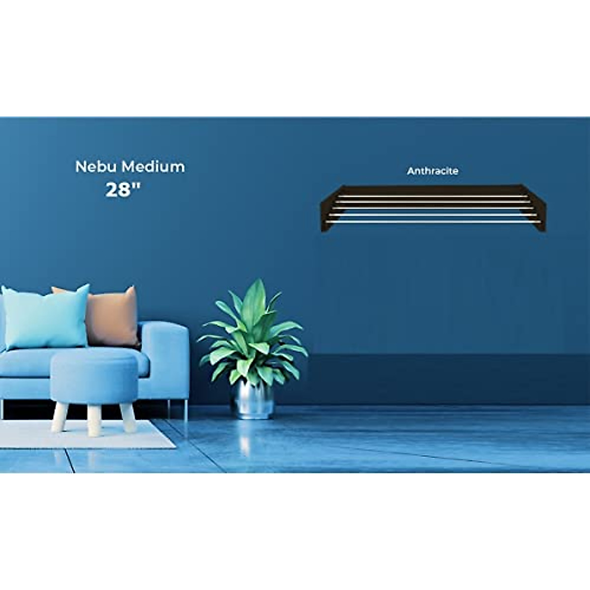 NEBU Clothes Laundry Drying Rack 28”- an Elegant Wall-Mounted Hanger, Folding Stainless Steel Collapsible, Space Saver with 12 Linear feet, Drying Capacity 27lbs