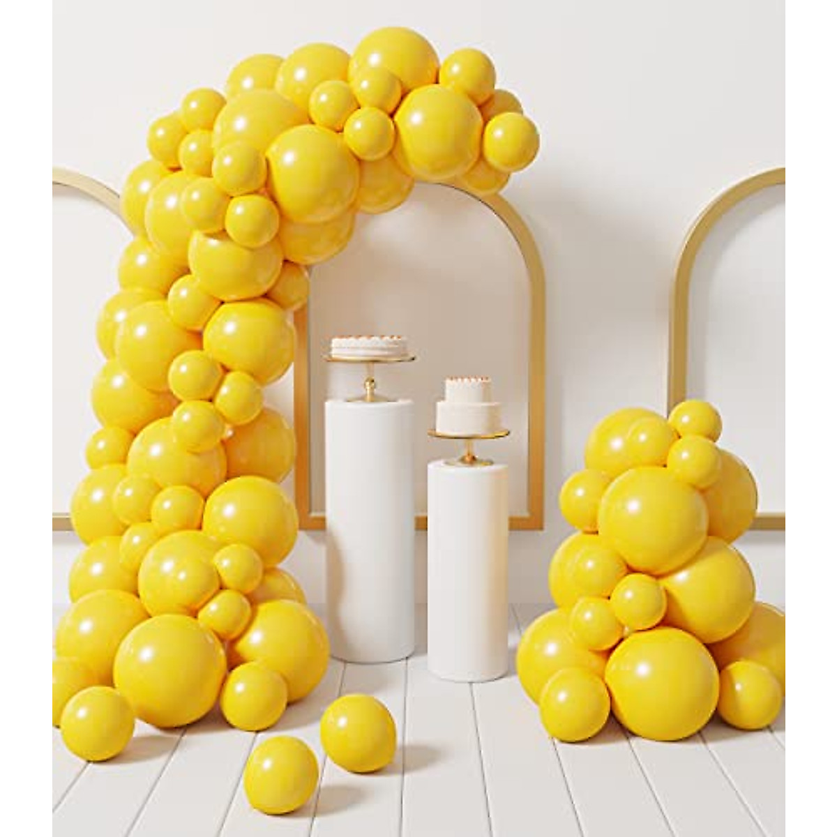 SUWEN Yellow Balloons Kit 77PCS Latex Helium Shiny Mustard Yellow Balloon Different Sizes 10 Inch 5 Inch for Birthday Graduation Wedding Shower Anniversary Party Decorations