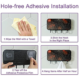 Dragon Sword Coat Rack Wall Mounted, 4 Tri Hooks for Hanging Coats,Wall Coat Hanger, Decorative Iron Hooks for Coat Hat Towel, Bathroom Kitchen (Halloween Spider Web)