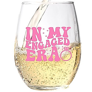 Glassicle In My Engaged Era Wine Glass - 15 Oz, Scratch-Resistant Engagement Wine Glass - Bachelorette or Engagement Gifts for Her - Unique Bridal Shower Gift for Wine Lovers - Printed in the USA