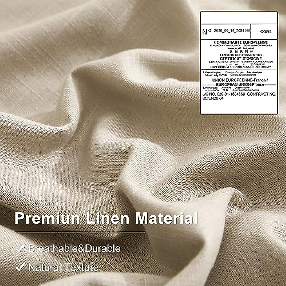 HYBD Linen Duvet Cover Queen Size-Natural Flax Linen Bedding 3 Pieces with Zipper Closure, Durable and Breathable Linen Duvet Cover Set 1 Duvet Cover +2 Pillowcases (Queen, Linen)