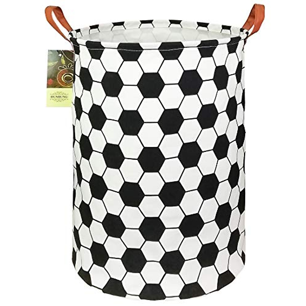 HUNRUNG Laundry Hamper,Large Canvas Fabric Lightweight Storage Basket Toy Organizer Dirty Clothes Collapsible Waterproof for College Dorms, Children Bedroom,Bathroom（Roud-Football）