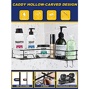 GOJUSO 2 Size Corner Shower Caddy Hair Dryer Holder Wall Mounted Toothbrush Holder Phone Stand for Desk No Drilling Hanging for Bathroom/Kitchen/Rustproof