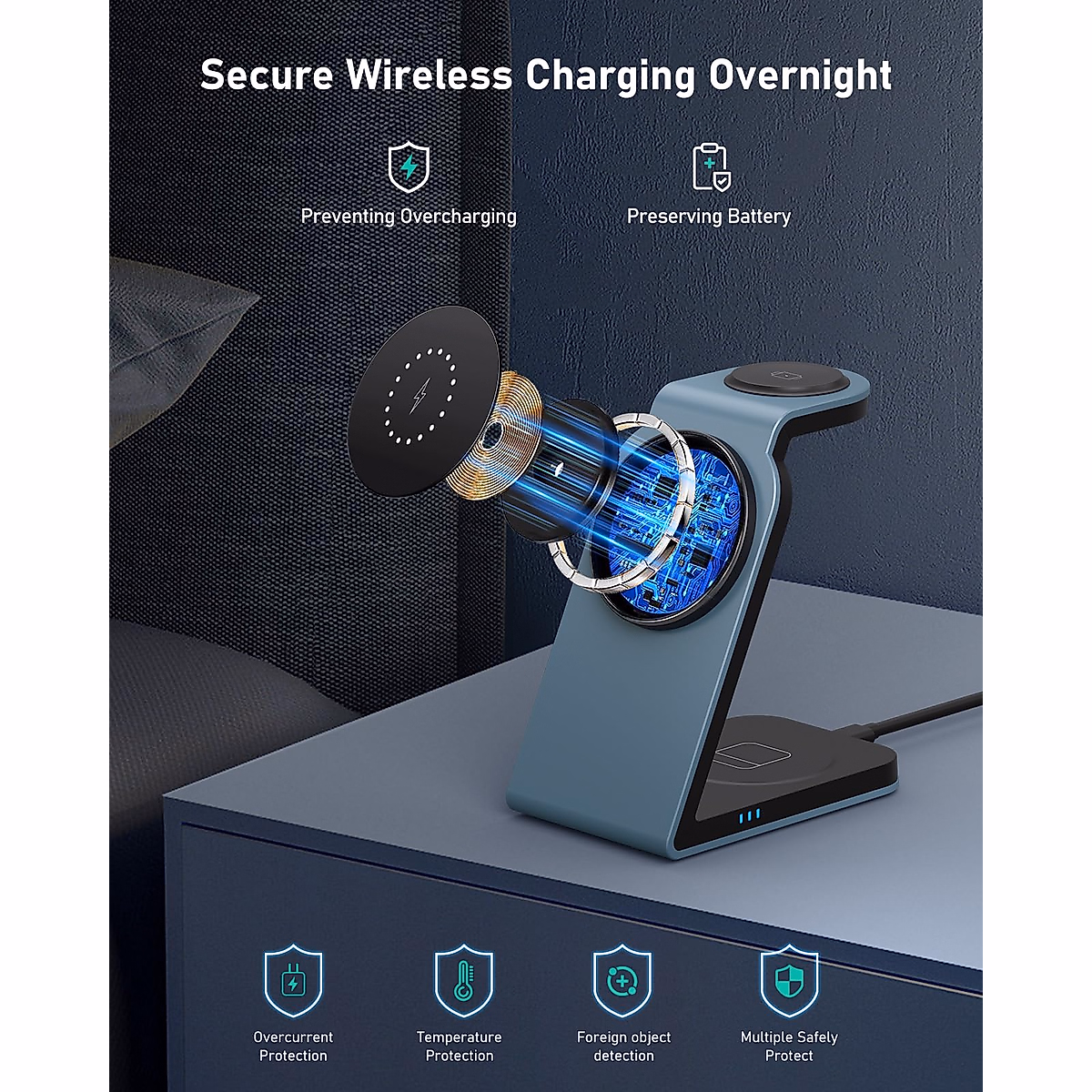 Charging Station for Apple Wireless Charger 3 in 1: 2024 New Aluminum Alloy Magnetic Charger Stand Fast Charging Multiple Devices for AirPods, Apple Watch, iPhone 15 14 13 12 Pro/Pro Max/Plus/Mini