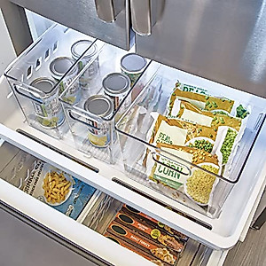 iDesign Plastic Stackable Kitchen Organizer Bin with Easy to Grip Integrated Handles for Kitchen, Fridge, Freezer, Pantry and Cabinet Organization, The Linus Collection – 12" x 5" x 7.75", Clear