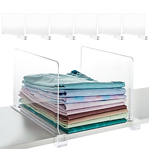 Juvale 6 Pack Clear Shelf Dividers for Closet Organization, Clothes Dividers for Shelves (8.25 x 11 in)