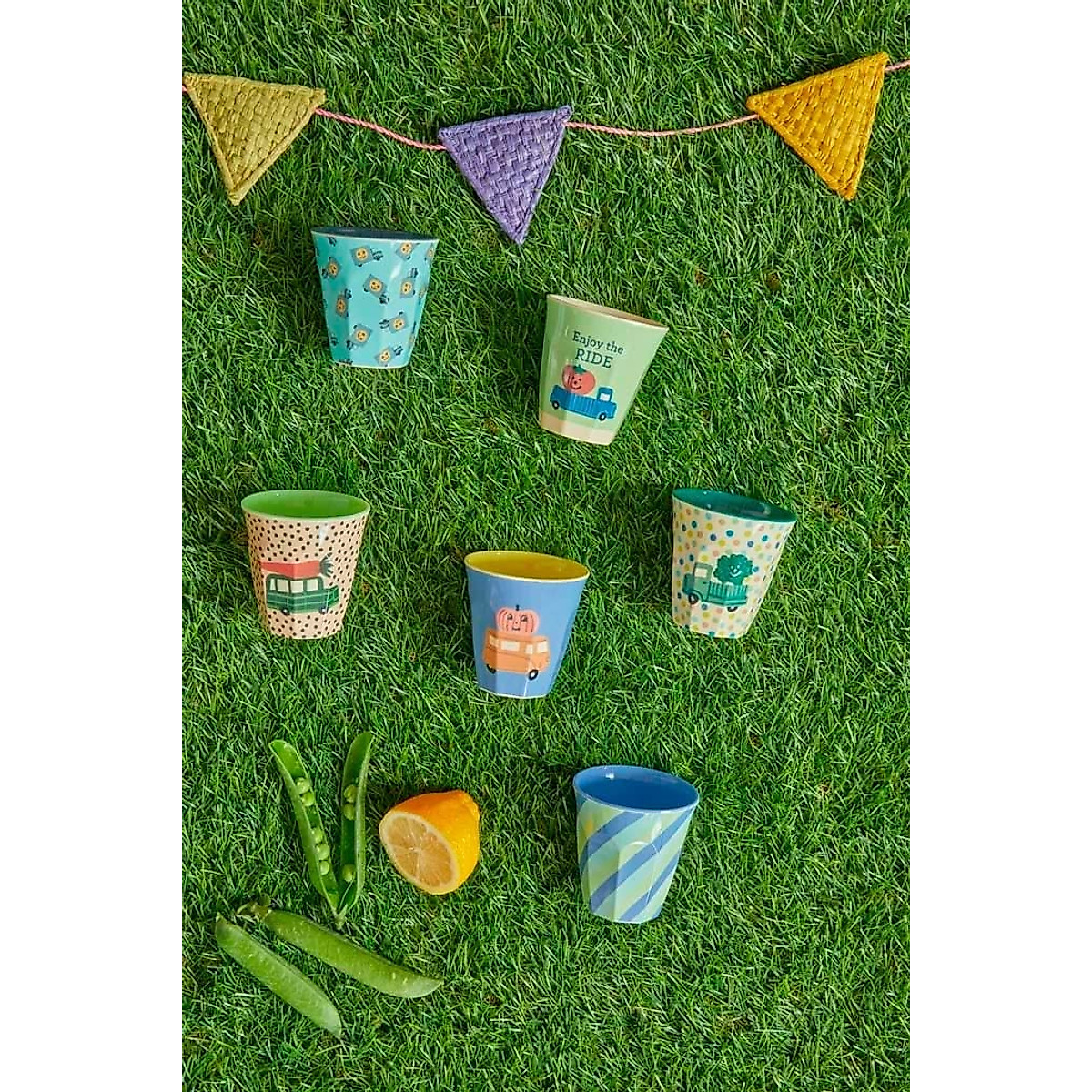 Rice By Rice - Kids Car Designs | 6 piece cups set, BPA Free, Reusable, Lightweight, Food safe