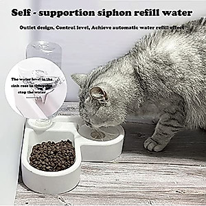 Double Dog Cat Bowls - Pets Water and Food Bowl Set with Automatic Water Bottle, Raised Pet Feeder Bowl for Cats and Small Dogs