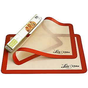 Baking Sheet Liners, 2-Pc Set by Ludy's Kitchen - Replaces Baking Papers - Commercial Grade Silicone Baking Mats - Non Stick, Durable, & Reusable Oven Pan Liners - Great Gift Ideas