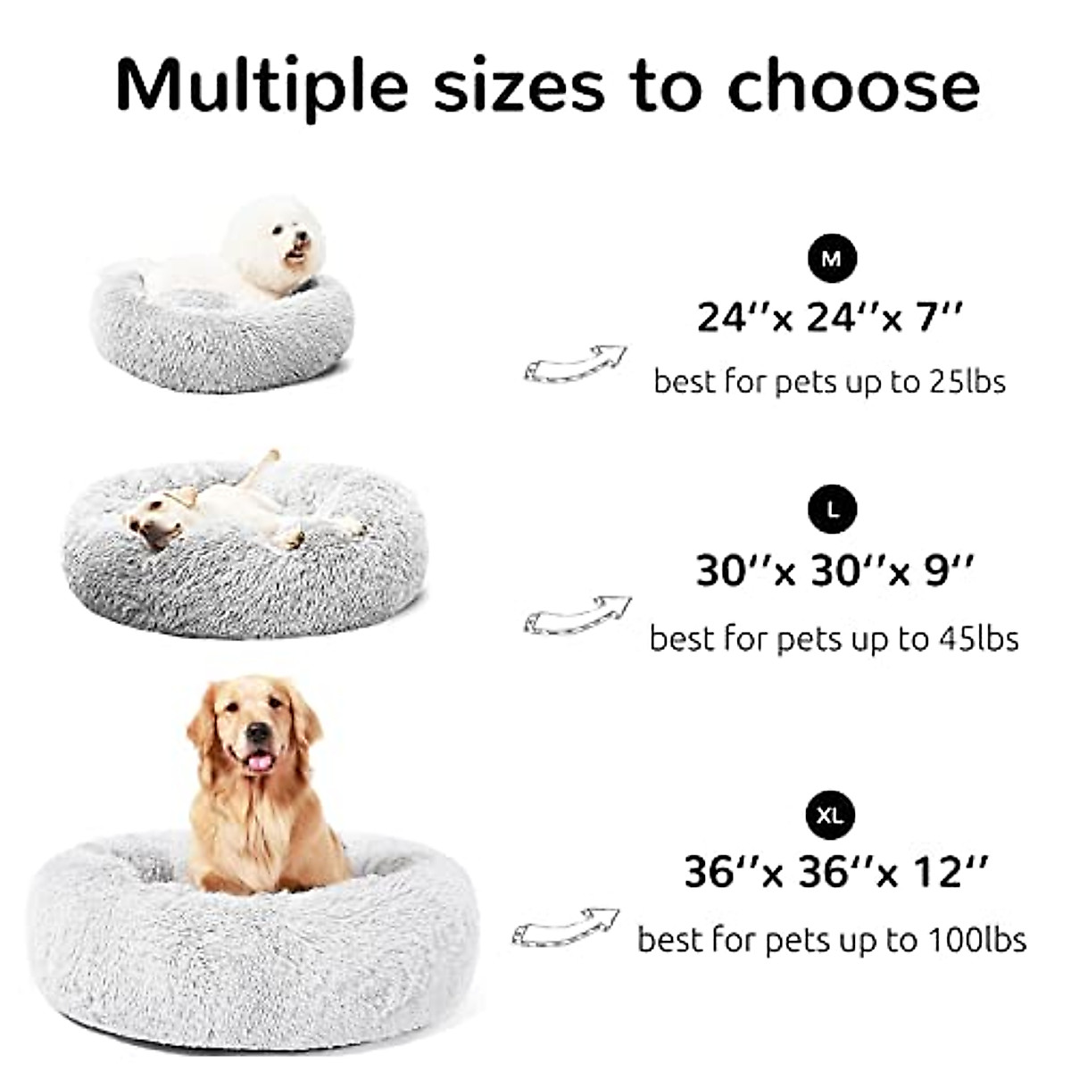 HACHIKITTY Dog Beds Calming Donut Cuddler, Puppy Dog Beds Large Dogs, Indoor Dog Calming Beds Large,30''