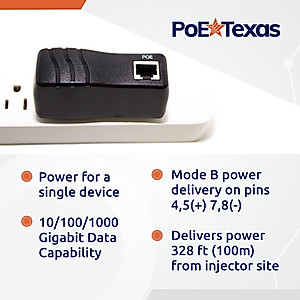 PoE Texas Raspberry Pi PoE Hat PoE Injector - Single Port Power Over Ethernet Passive PoE Adapter