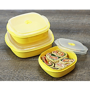 Reston Lloyd Calypso Basics Microwave Cookware, Steamer and Storage Set, Lemon, Multiple Sizes, 6-Piece