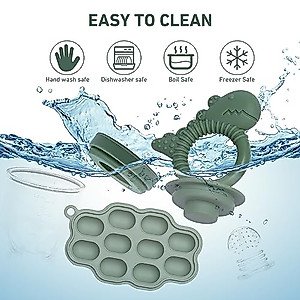 btrfe Silicone Breastmilk Popsicle Molds with Baby Fruit Feeder Combo, Baby Food Storage Freezer Tray & Mesh Feeder Pacifier for Teething 4 Month+