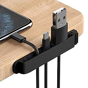 pzoz Cable Clips, 3 Pack Cord Organizer Charger Cable Management for Organizing Home Office Desk Phone Car Cable Wire, Self Adhesive Cord Holders (Black)