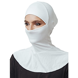 Mask Hijab, Cotton Under Scarf Tube Cap,Closure of The Chin, Ready to wear Muslim Accessories for Women (White)