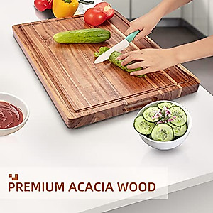 Extra Large Wood Cutting Boards for Kitchen 24 x 18 Inch, Large Wooden Cutting Board with Juice Groove, Thick Acacia Wood Cutting Board, Butcher Block Cutting Board for Meat and Veggies