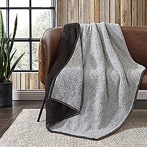Eddie Bauer - Throw Blanket, Reversible Sherpa Bedding, Medium Weight & Warm Home Decor (Charcoal, Throw)