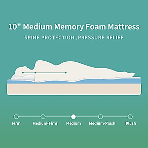 Opoiar King Size Mattress,10 Inch Green Tea Cooling Gel Memory Foam Mattress in a Box,Medium-Firm Mattress Made in USA,Pressure Relief & Temperature Regulation,Fiberglass-Free,CertiPUR-US Certified