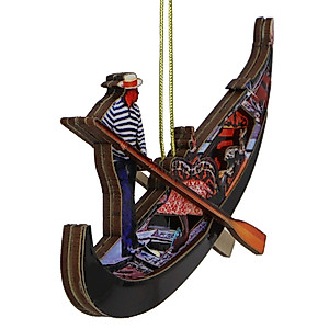 Italy Venice Gondola Christmas Ornament 5 Inches Multi-Layered Wooden Fiber