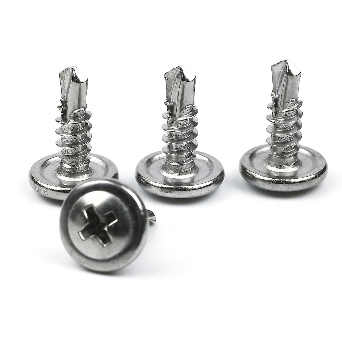 Jetovo 100 Pack 410 Stainless Steel Wafer Head Phillips Self Drilling Screws Sheet Metal Tek Screws, Modified Truss Head Self Driller - Size: #8 x 1/2"