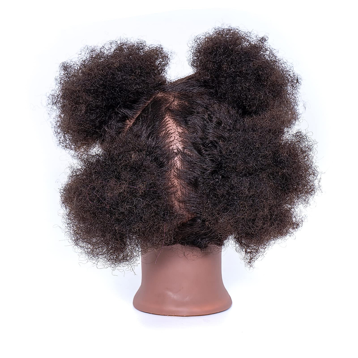 Afro Mannequin Head 100% Real Hair,Traininghead Styling Head Braid Hair, Dolls Head for Practicing Cornrows and Braids (Table Clamp Stand Included)