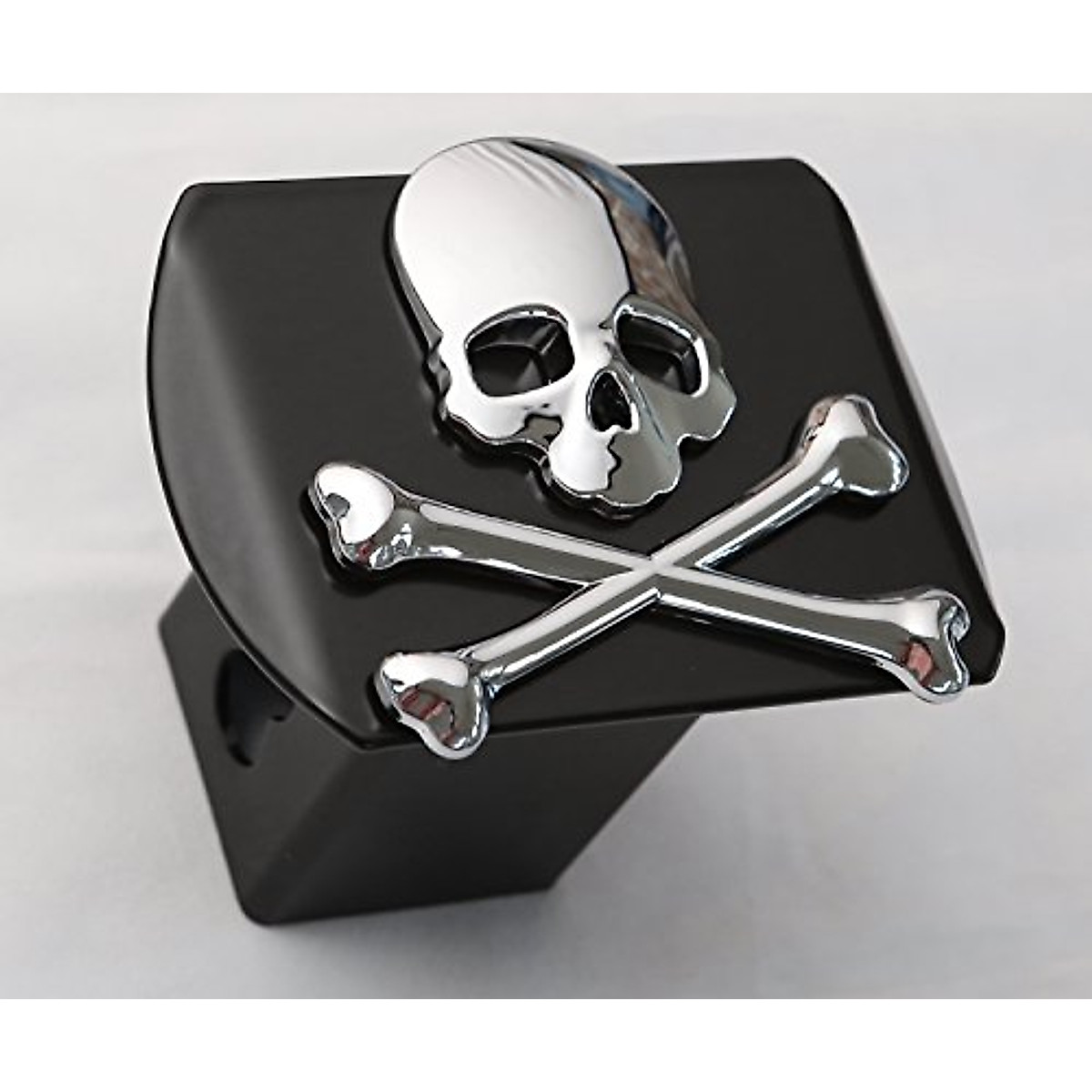 Metal Skull 3D Chrome Bone Metal Emblem on Black Trailer Metal Hitch Cover Fits 2" Receivers New
